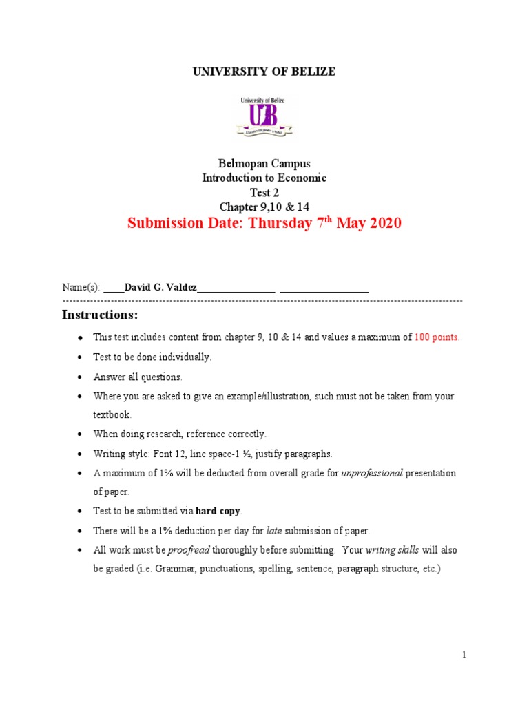 Introduction To Economic Test CHPT 9,10 &14.docx NEW | Descargar gratis ...