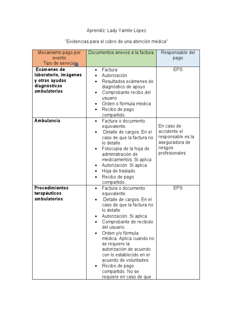 Actividad 2 Documento Evidencias Cobro de Atención Médica | PDF | Medicamentos con receta ...