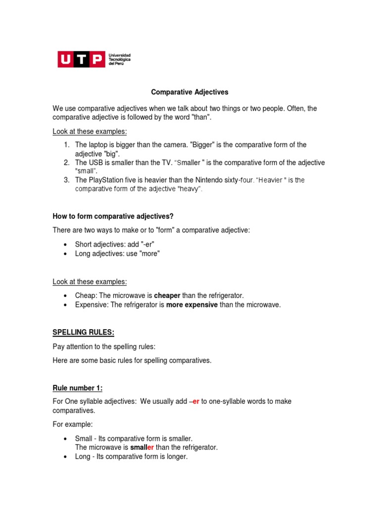 Week 11 - Script - Comparative Adjectives | PDF | Adjective | Laptop