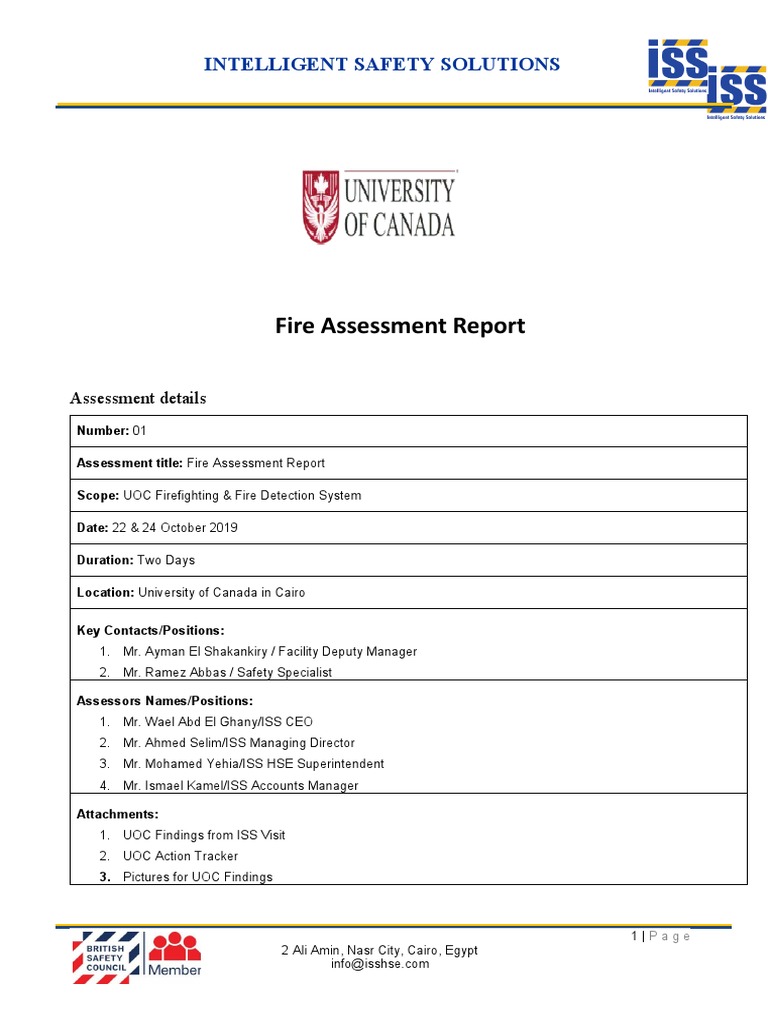 UOC Fire Assessment Report | PDF | Safety | Business