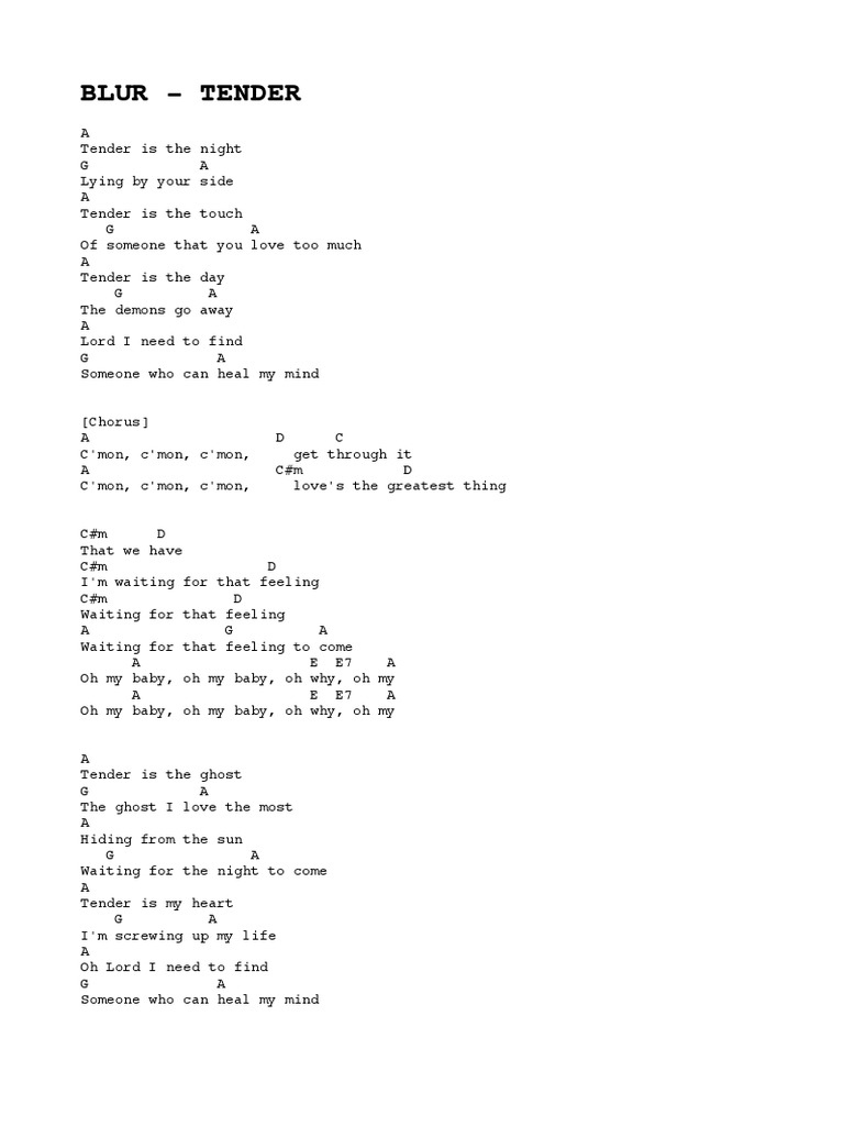 Blur Tender Chords Tab | PDF