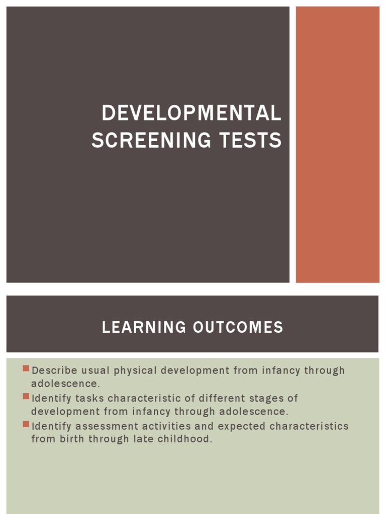 Developmental Screening Tests | PDF | Infants | Prenatal Development