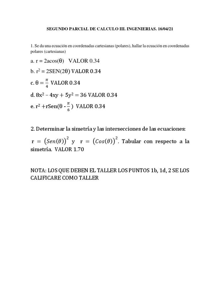 Segundo Parcial de Calculo III | PDF