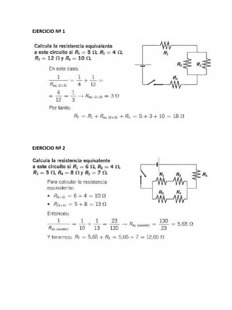 Ejercicios Resueltos Circuitos Mixtos | PDF