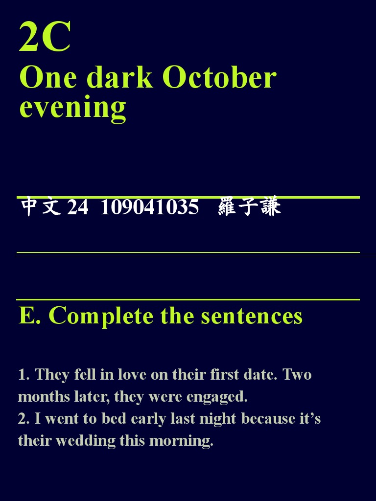 2C One Dark October Evening | PDF