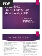 Store Manager Checklists | PDF | Merchandising | Inventory