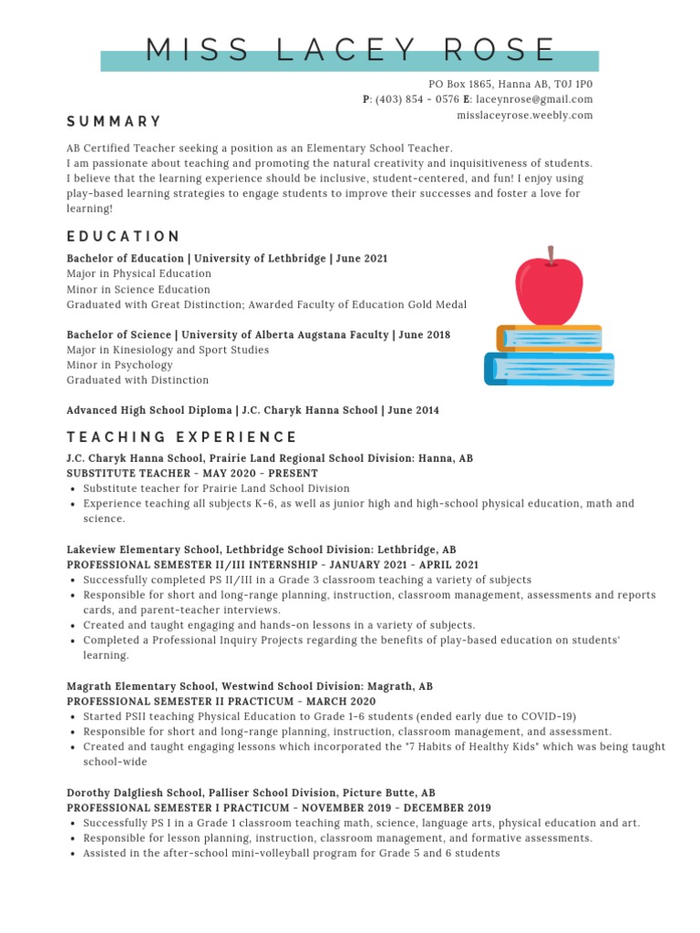 Resume - Lacey Rose 2021 | PDF | Physical Education | Swimming