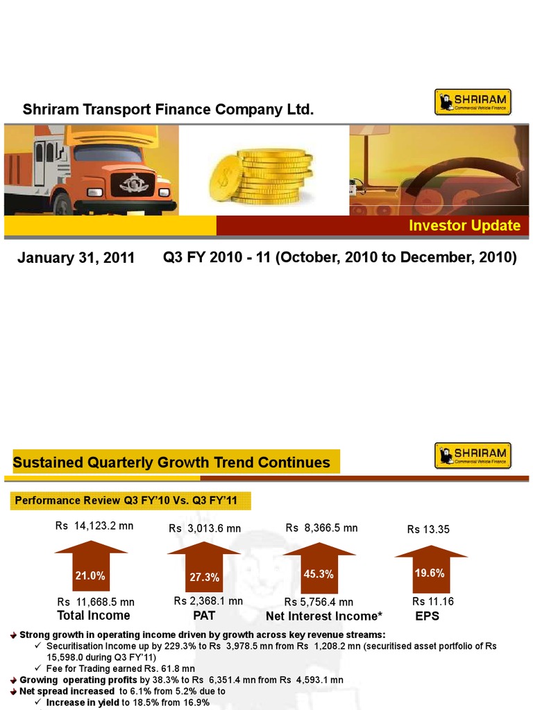 Shriram Transport Q3 FY11 Investor Update | PDF | Balance Sheet ...