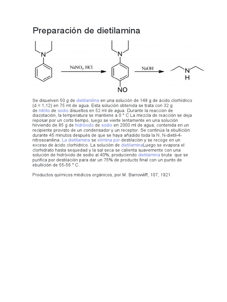 Preparación de Dietilamina | PDF