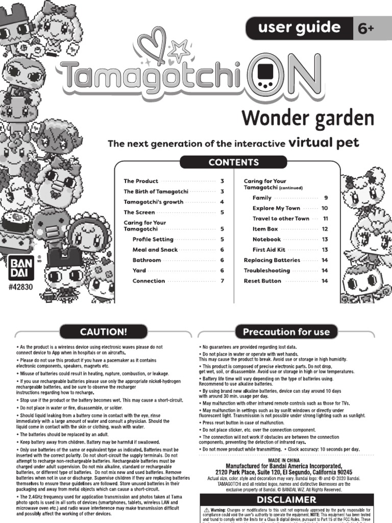 Tamagotchi On Wonder Garden English Manual | PDF