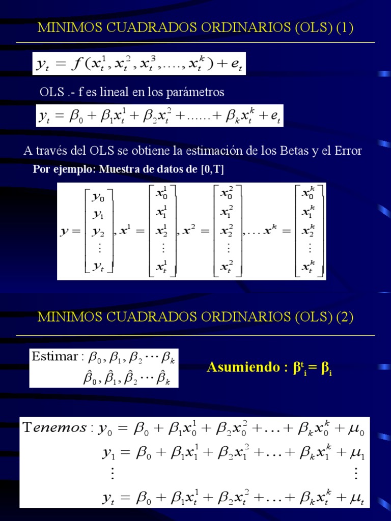 Minimos Cuadrados Ordinarios (Ols) | PDF | Estimador | Error medio cuadrado