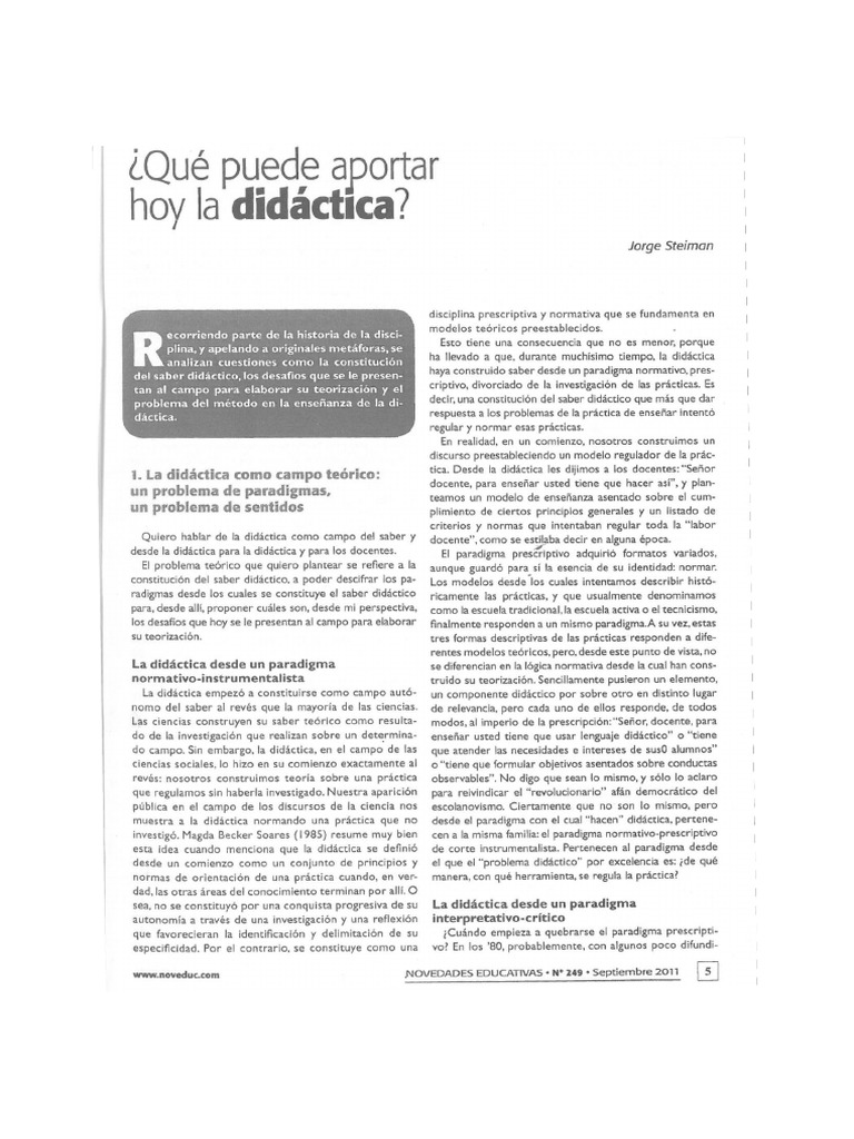 Steiman Que Es La Didactica | PDF