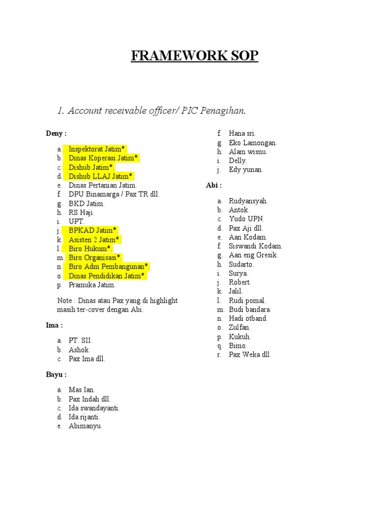 Framework Sop Pdf
