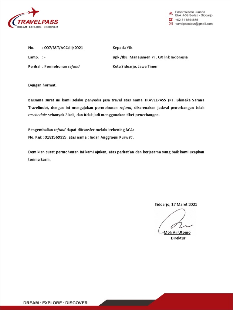 Berita Acara Pengembalian Dana | PDF