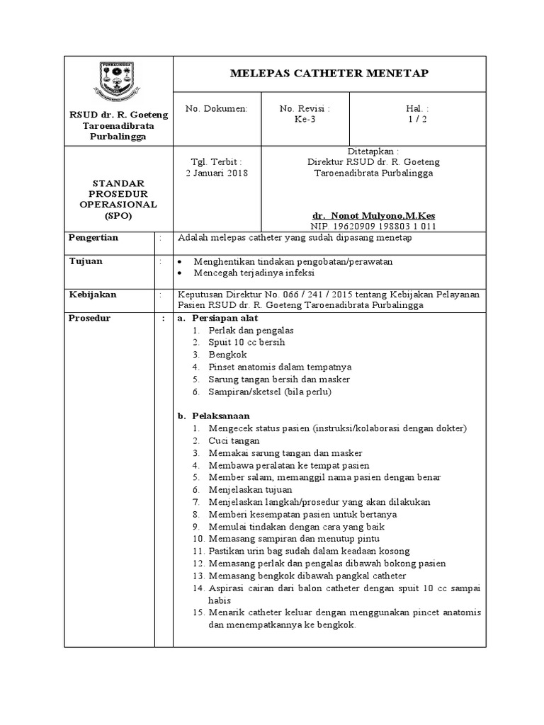 Sop Memasang Catheter | PDF