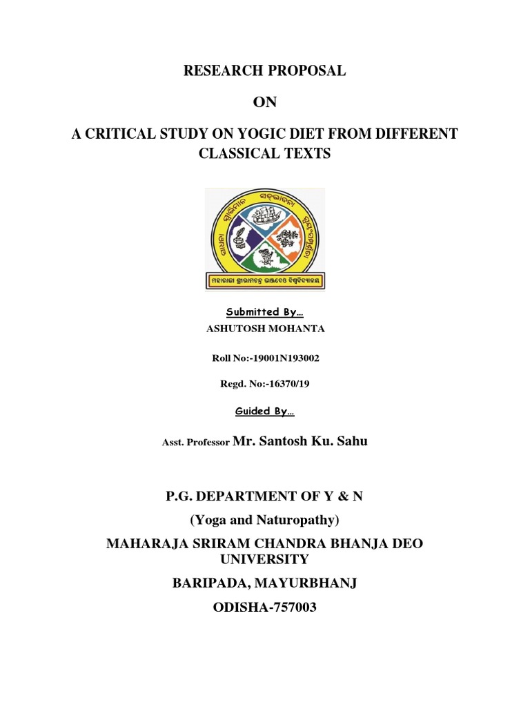 Research Proposal ON A Critical Study On Yogic Diet From Different ...