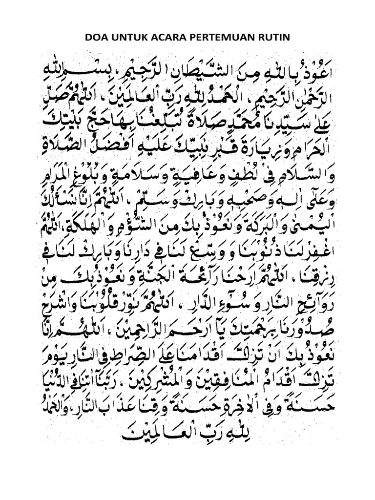 Doa Untuk Acara Pertemuan Rutin | PDF