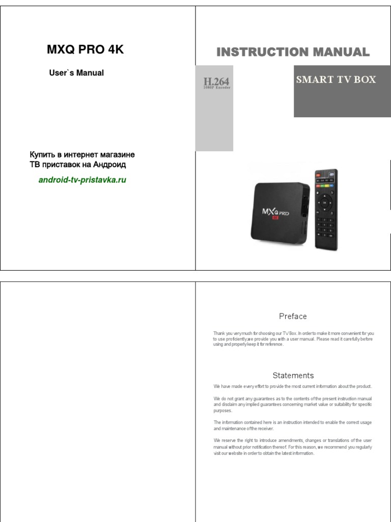 MXQ Pro 4K TV Box User Manual | PDF | Hdmi | Usb