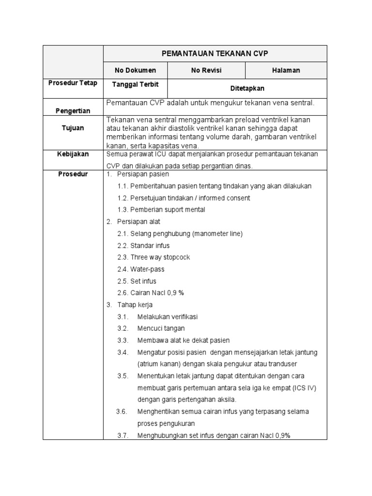 Dokumen - Tips Sop Pemantauan Cvpdocx | PDF
