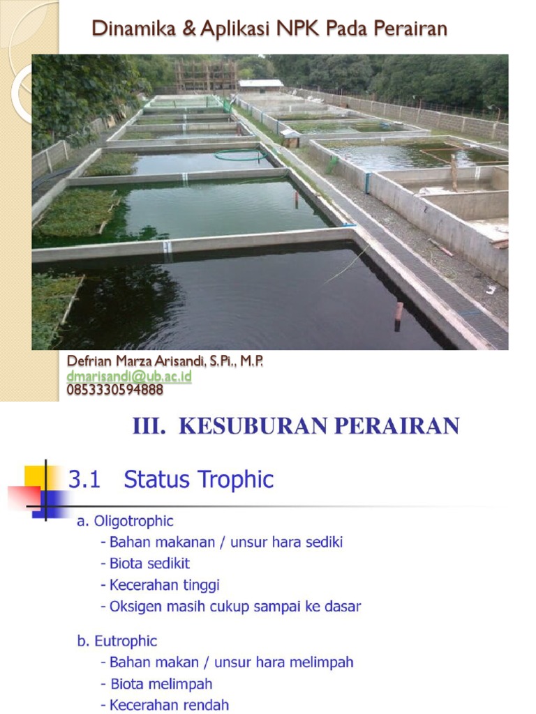 Dinamika & Aplikasi NPK Pada Perairan: Defrian Marza Arisandi, S.Pi., M.P. 0853330594888 | PDF ...