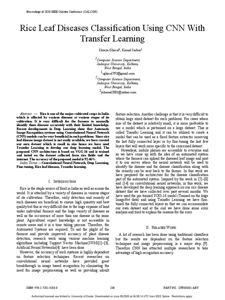 Rice Leaf Diseases Classification Using CNN With | PDF | Deep Learning ...