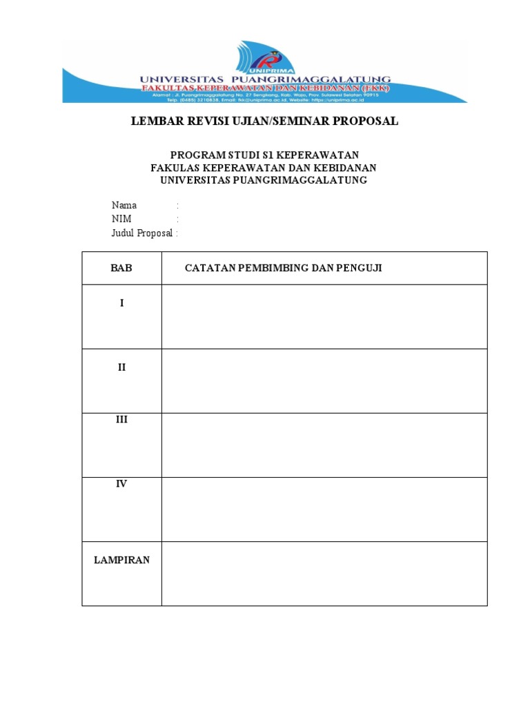 Lembar Revisi Ujian Seminar Proposal | PDF Lembar Revisi Ujian Seminar Proposal | PDF