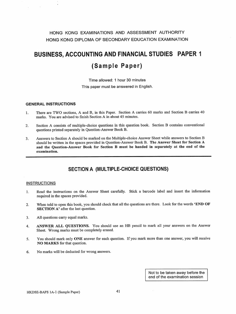 Bafs Sample Paper Paper1 2B e | PDF
