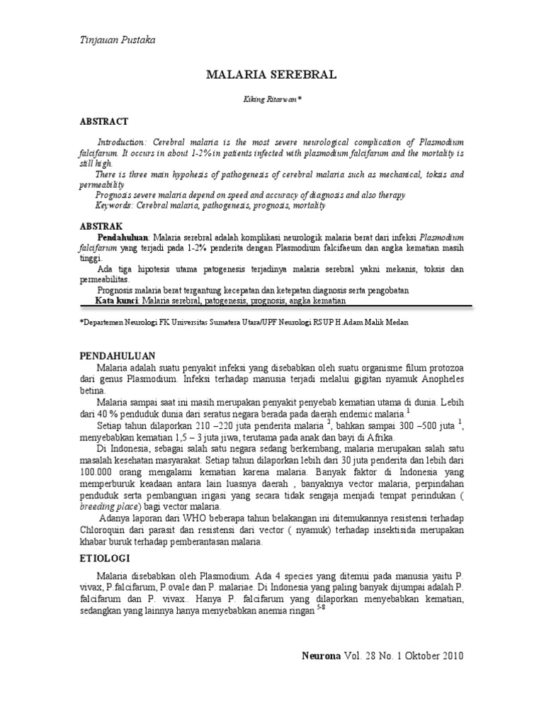 Malaria Serebral Tinpus | PDF