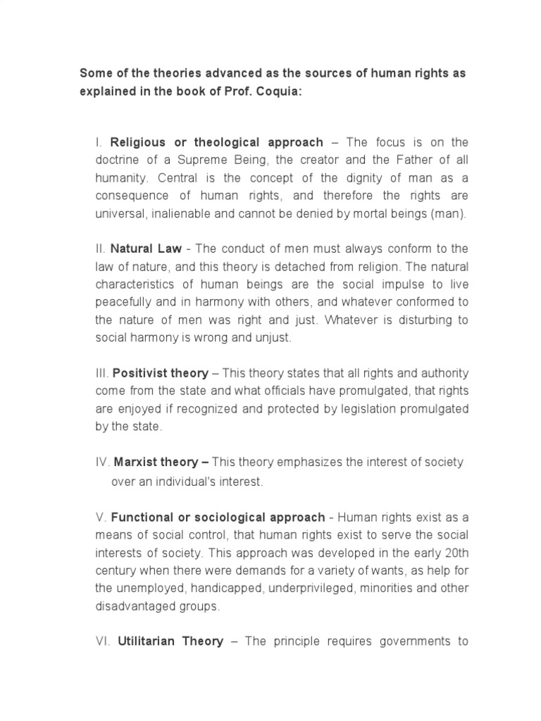 Theories On Sources of Human Rights | PDF | Rights | Social Equality