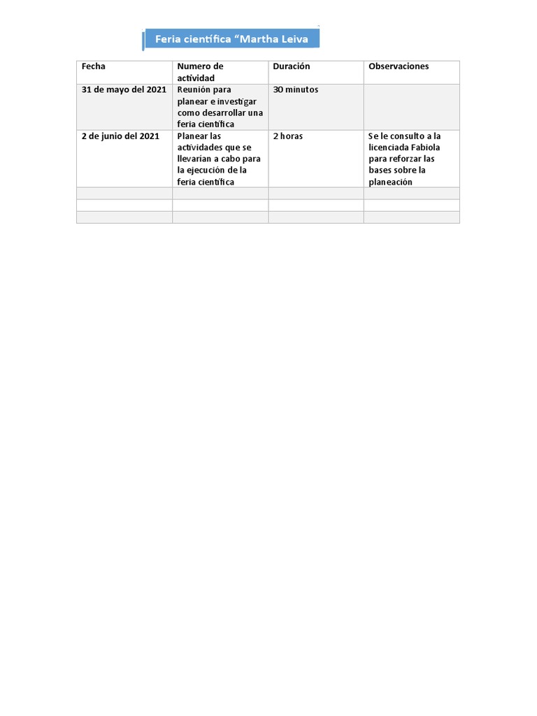 Bitacora de Feria Cientifica | PDF