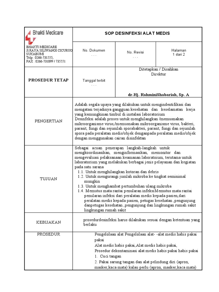 Sop Desinfeksi Alat Medis Dalchaebi
