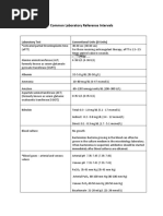 Common Lab Values With Normals and Critical Values PDF | PDF