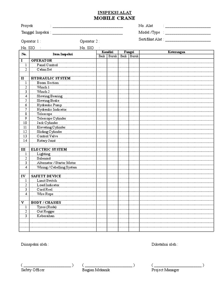 Mobile Crane Inspection Report: Equipment Condition Assessment and ...