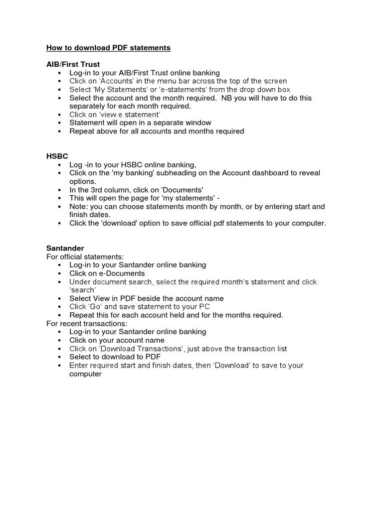 How To Download PDF Statements AIB/First Trust | PDF | Online Banking ...