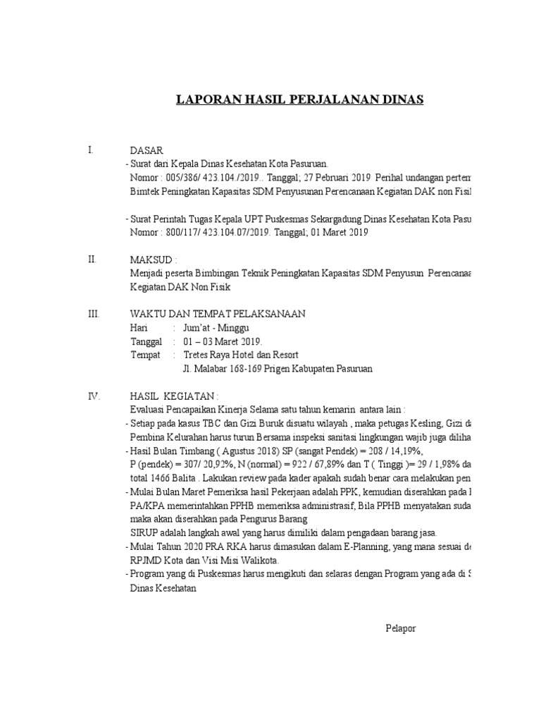 Notulen Perjalanan Dinas Kesehatan | PDF