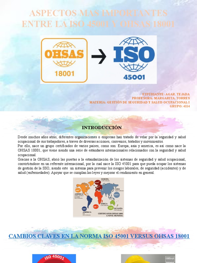 Comparativa ISO 45001 y OHSAS 18001 | PDF | Seguridad y salud ...