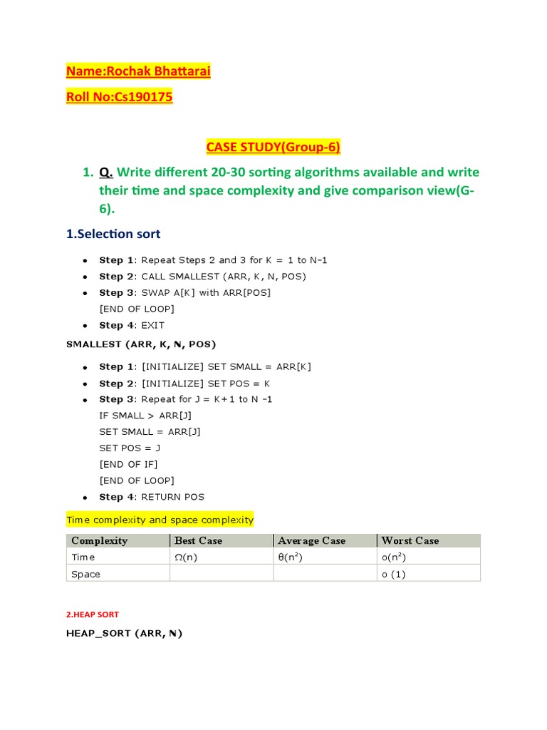 Case Study On Sorting Algorithm | PDF | Time Complexity | Computing