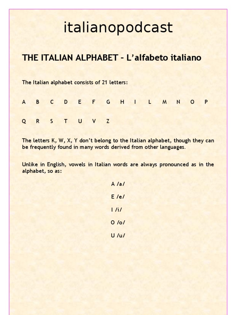 Italian Alphabet | PDF | Language Arts & Discipline