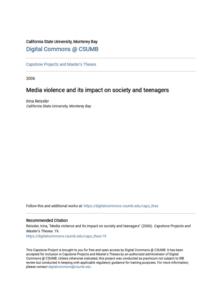 Media Violence: Effects on Teens and Society | PDF | Violence | Adolescence