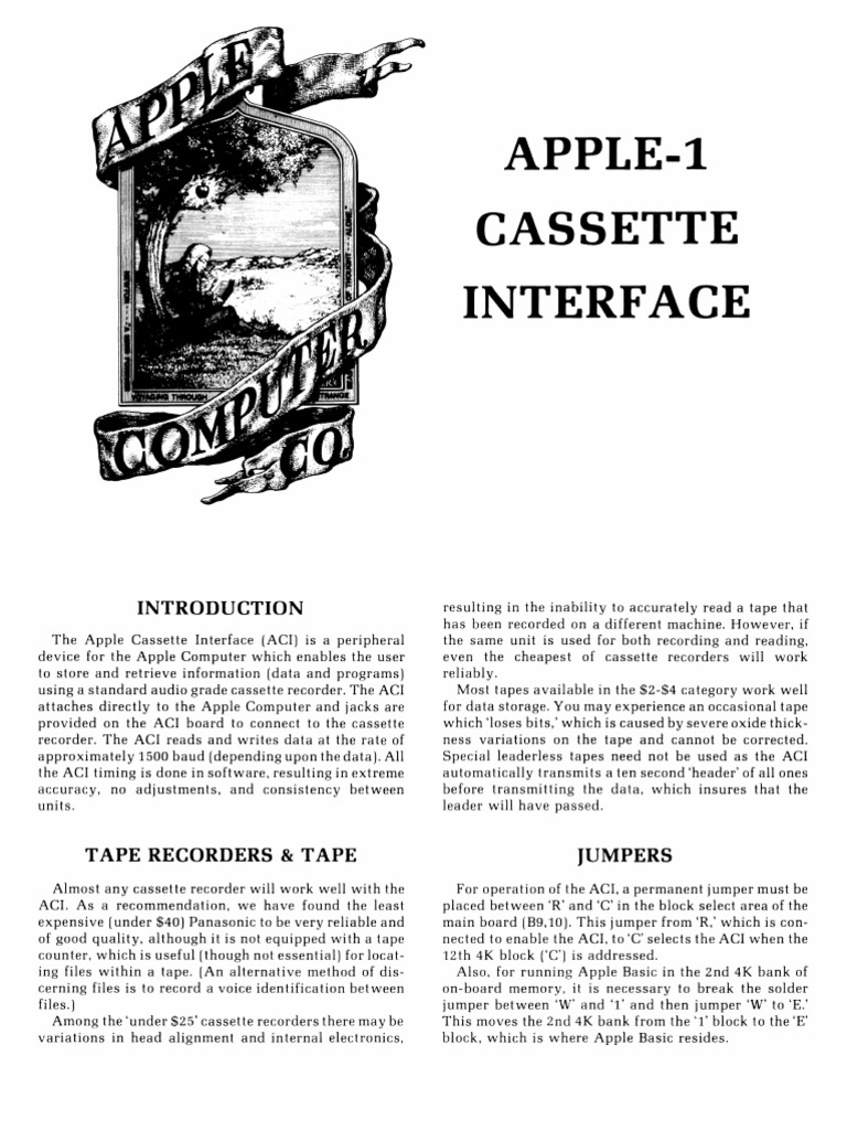 Apple-1 Cassette Interface | PDF | Apple Inc. | Office Equipment