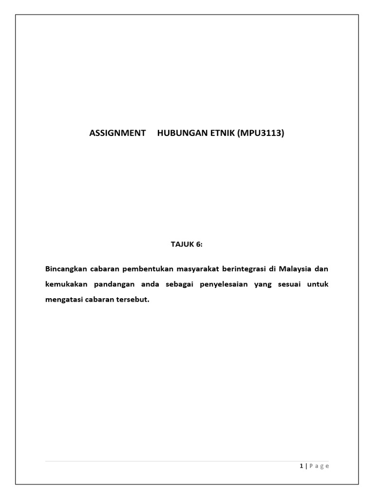 Assignment MPU Hubungan Etnik | PDF