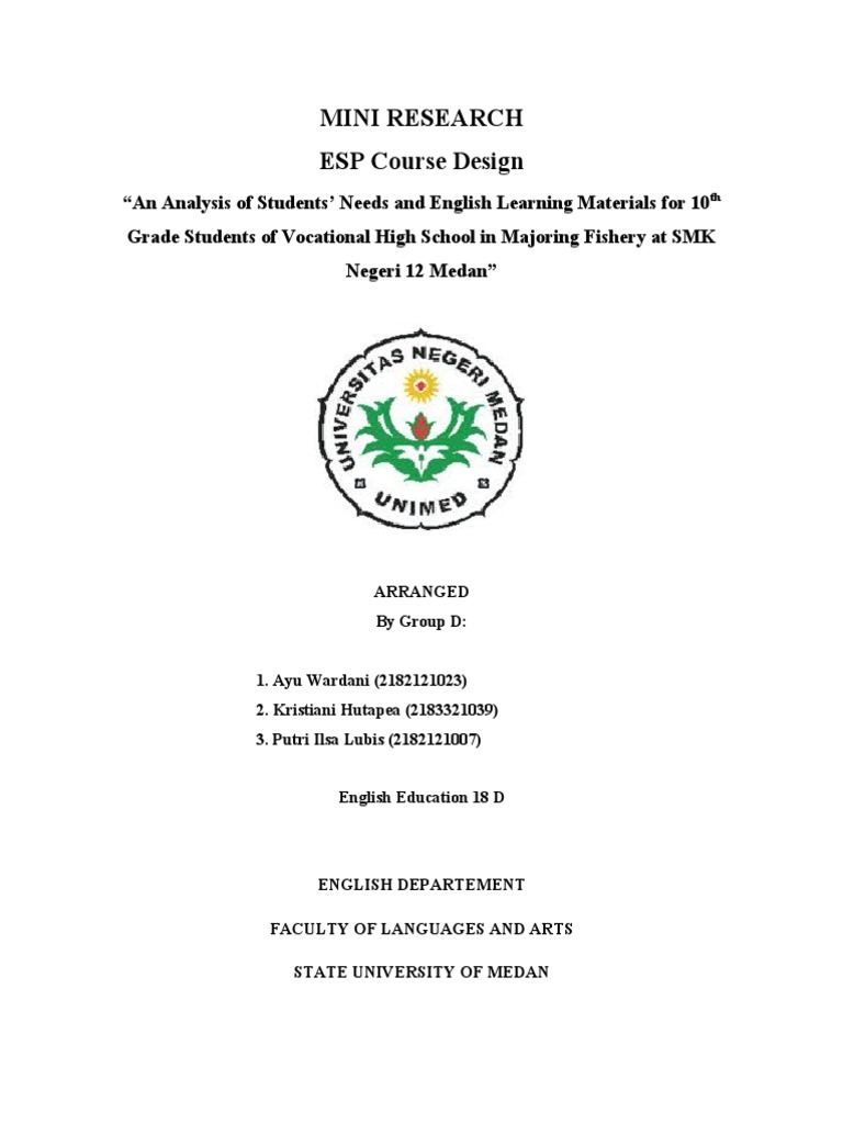 Mini Research - Esp Course Design - Group D | PDF | Vocational ...