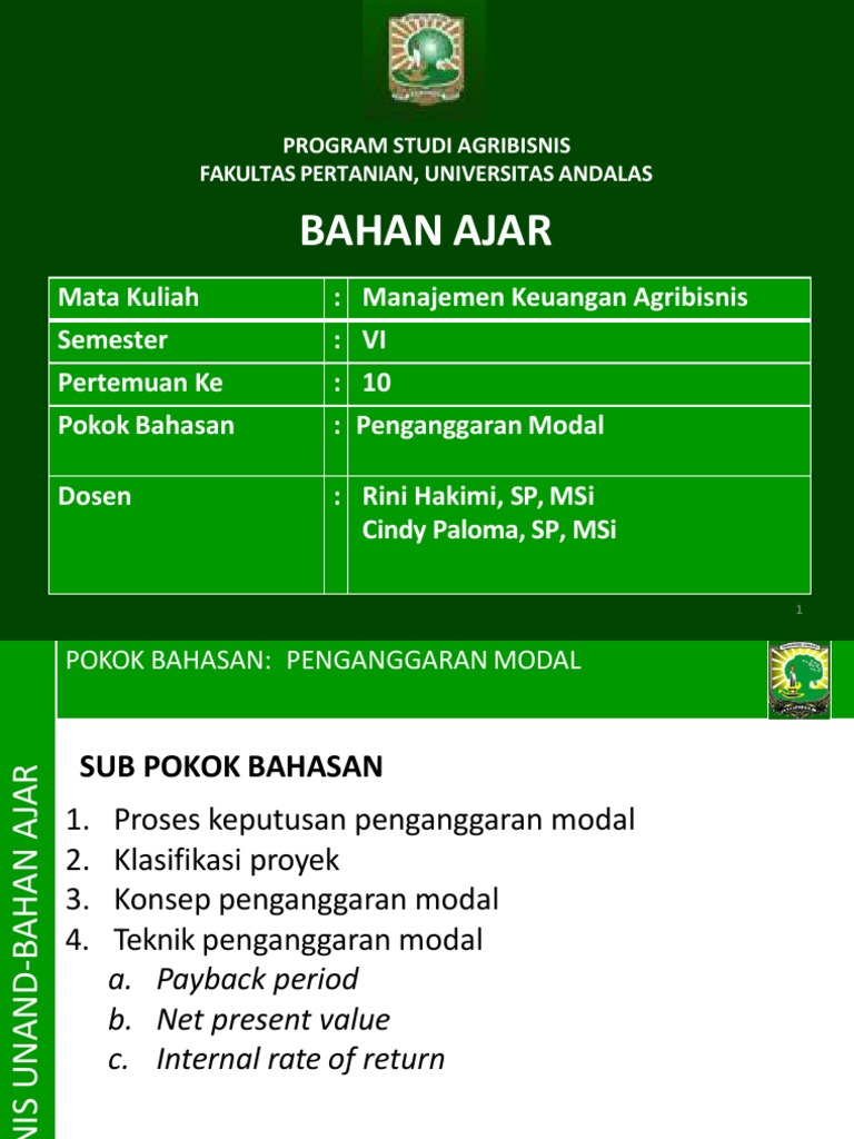 Penganggaran Modal - Materi | PDF