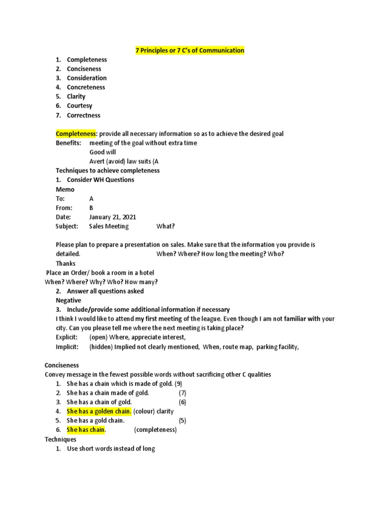 7 Principles or 7 C | PDF | Question | Linguistics