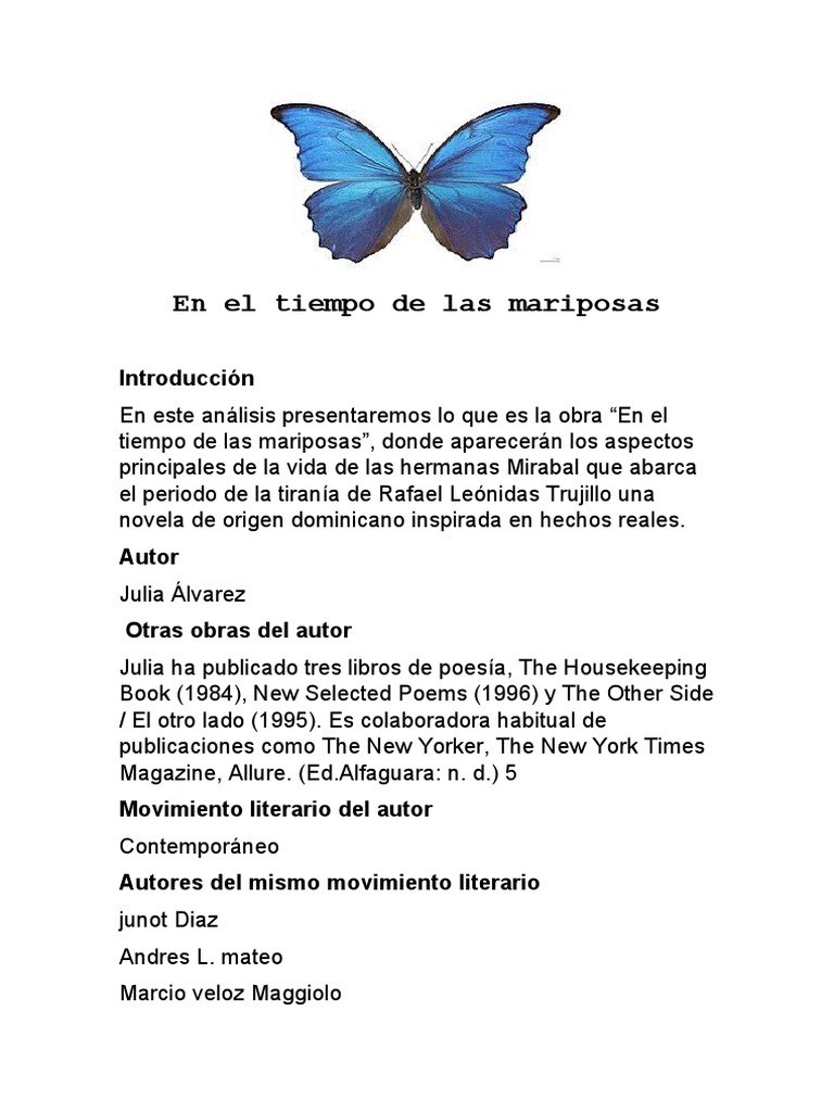 Analisis en El Tiempo de Las Mariposas | PDF