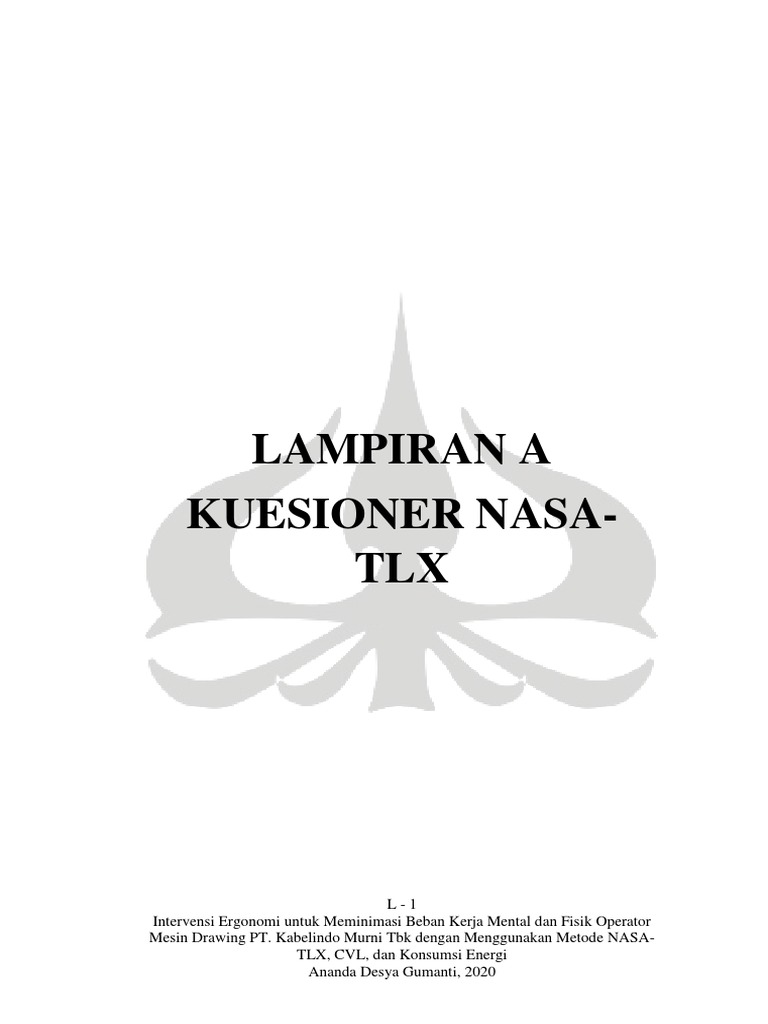 Kuisioner Nasa TLX | PDF