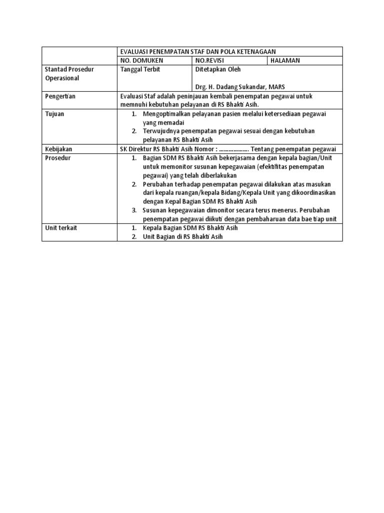 Sop Penempatan Staf Medis | PDF