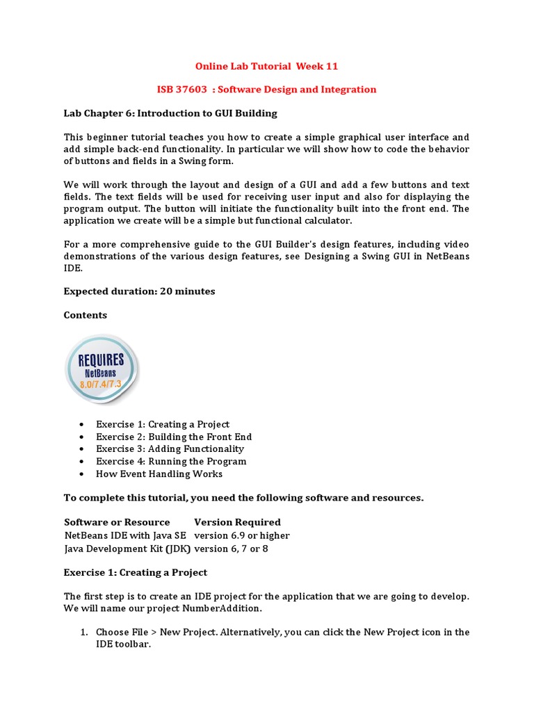 Introduction To GUI Building - Netbeans | PDF | Graphical User ...