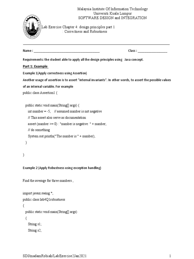 LabExercise All DesignPrinciples Part1 Student | PDF | Method (Computer Programming ...