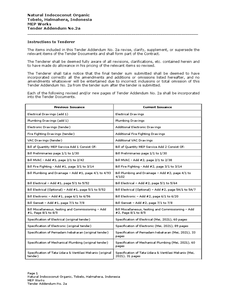 Letter of Tender Addendum No. 2A | Download Free PDF | Sources | Document